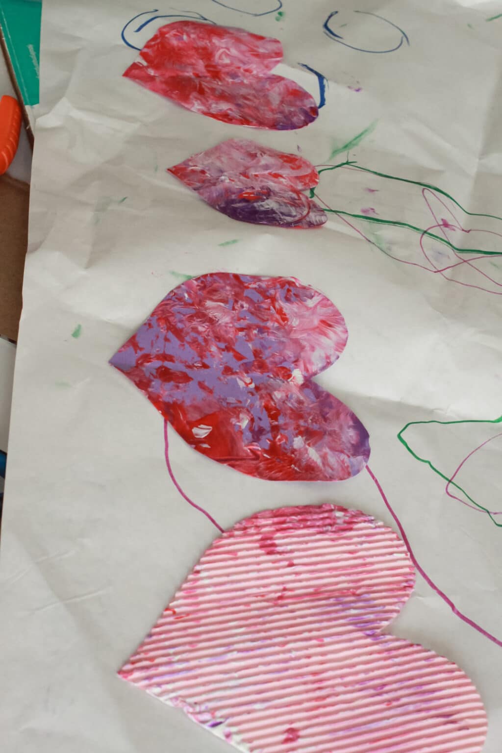 Valentine's Day Art: Shaken Painted Hearts - Hands On As We Grow®