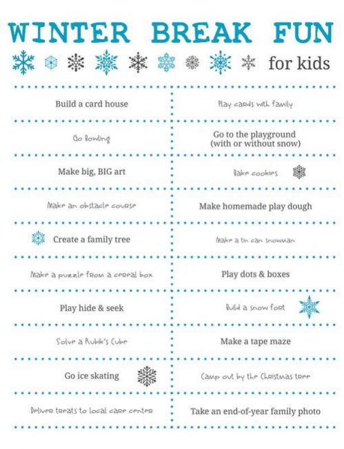 Fun Things to Do Over Winter Break for Kids + Free Printable