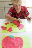 Cute Apple Name Puzzle Works on Cutting Skills