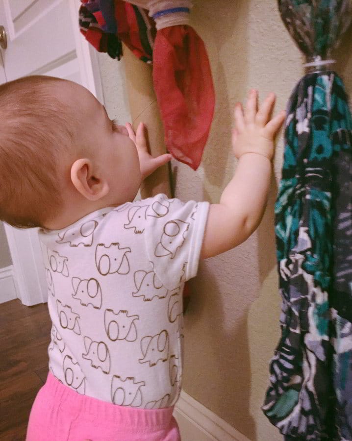 Easy Gross Motor Scarf Pull Activity for Babies - Hands On As We Grow®