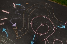 Simple Sidewalk Chalk Obstacle Course for Gross Motor Skills