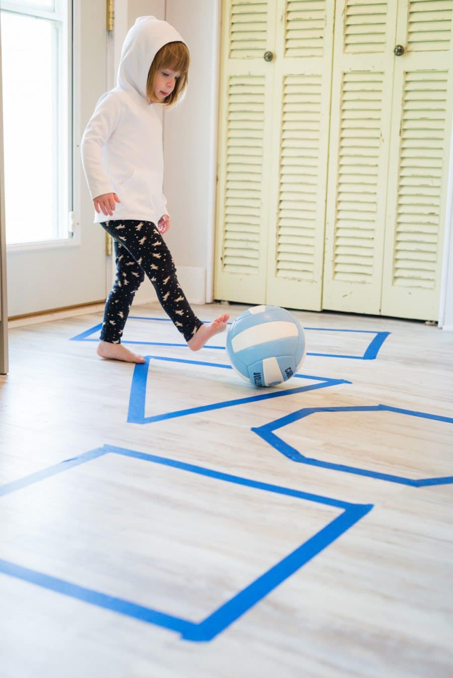 Move and Learn Shapes with a Ball + Tape for Toddlers | HOAWG