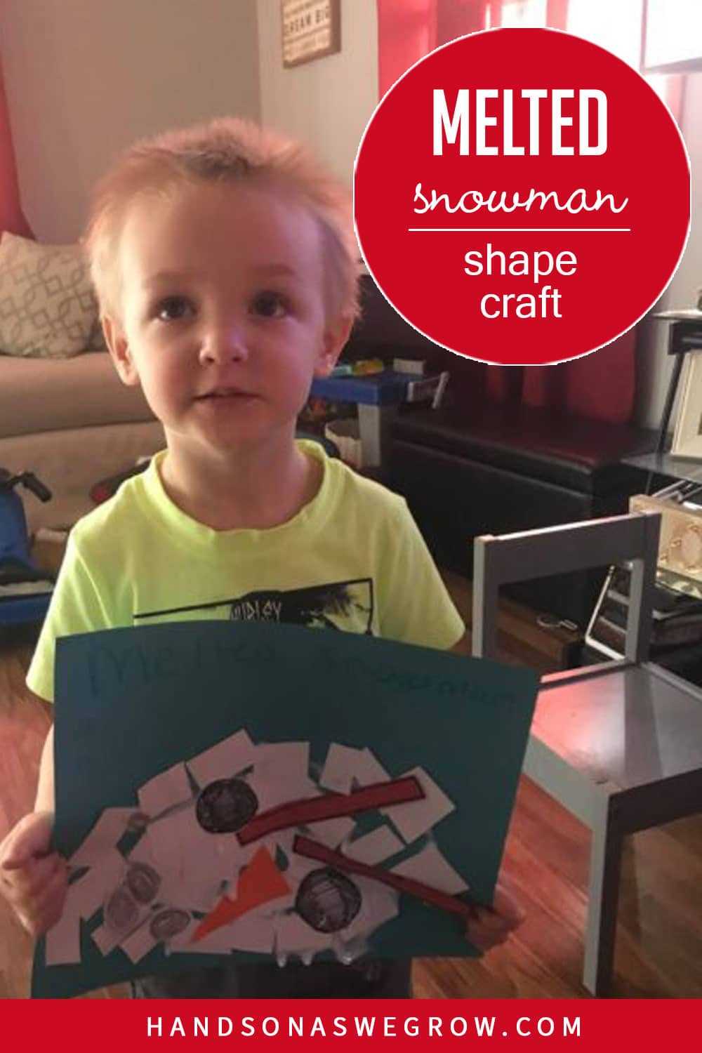 Easy Melted Snowman Craft for Kids to Make with Shapes - HOAWG®