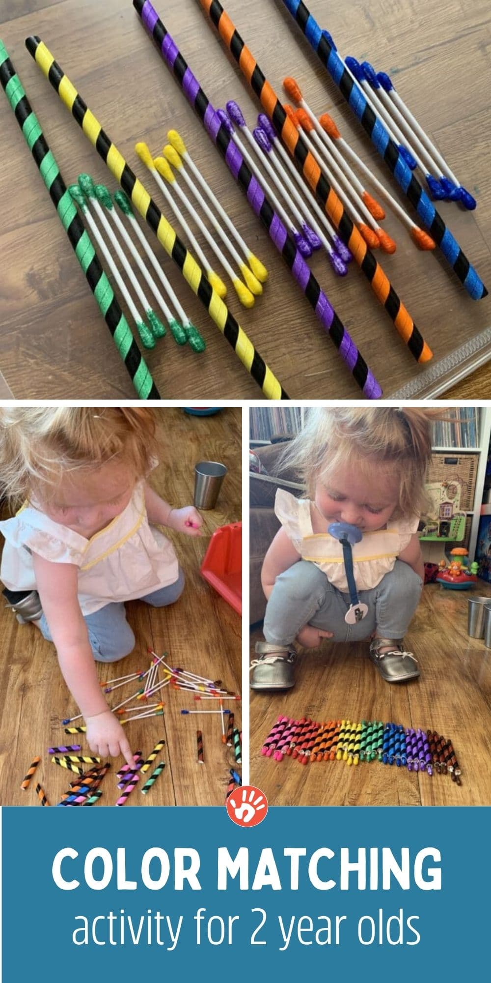 Color Activity for 2 Year Olds with Straws and Cotton Swabs - HOAWG