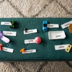 Easy Low Prep Preschool Race to Practice Color Words - Hands On As We Grow®