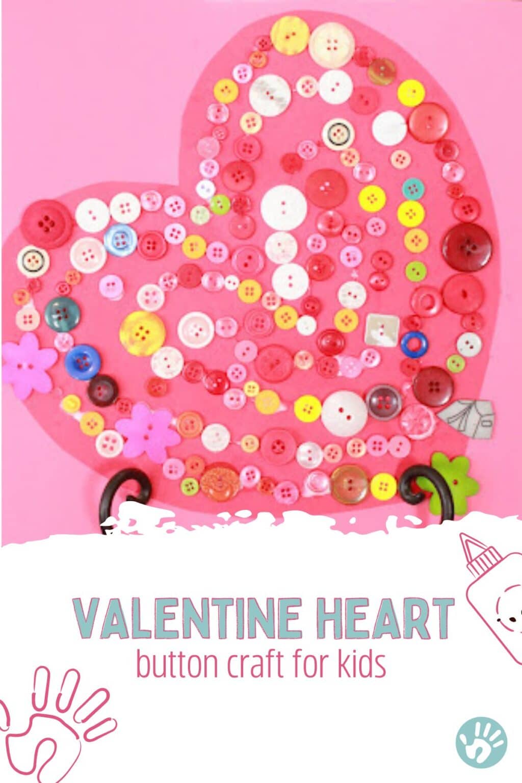 Button Heart Craft for Kids to Make for a Valentine's Day Project!