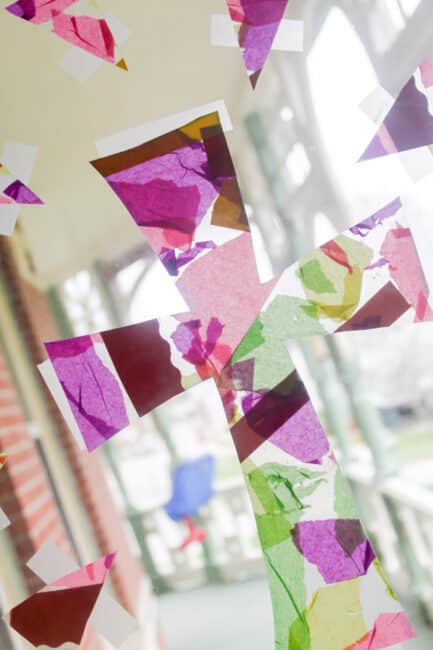 Tissue Paper Cross Easter Craft for Kids to Make - HOAWG