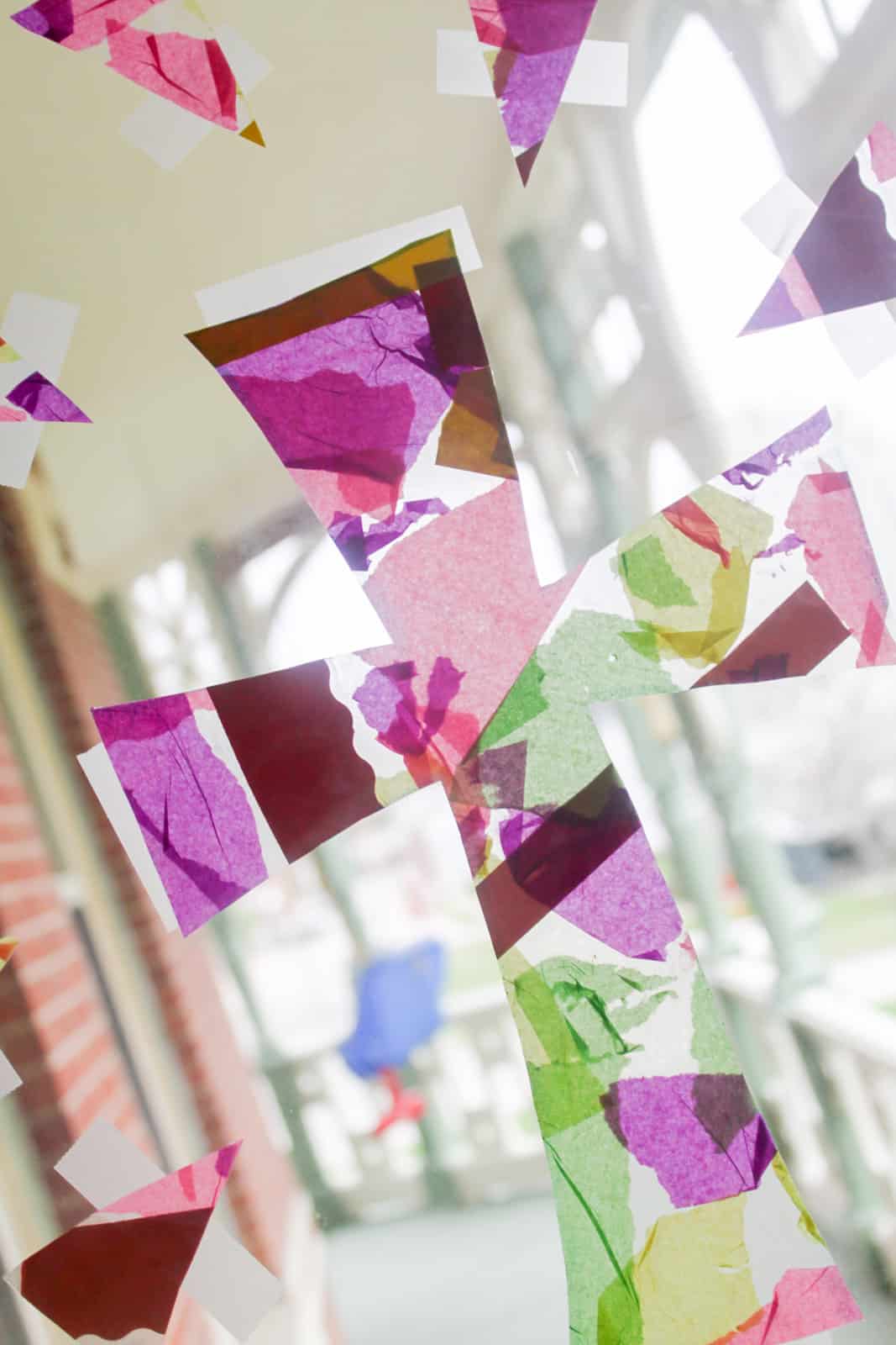 Tissue Paper Cross Easter Craft for Kids to Make - HOAWG