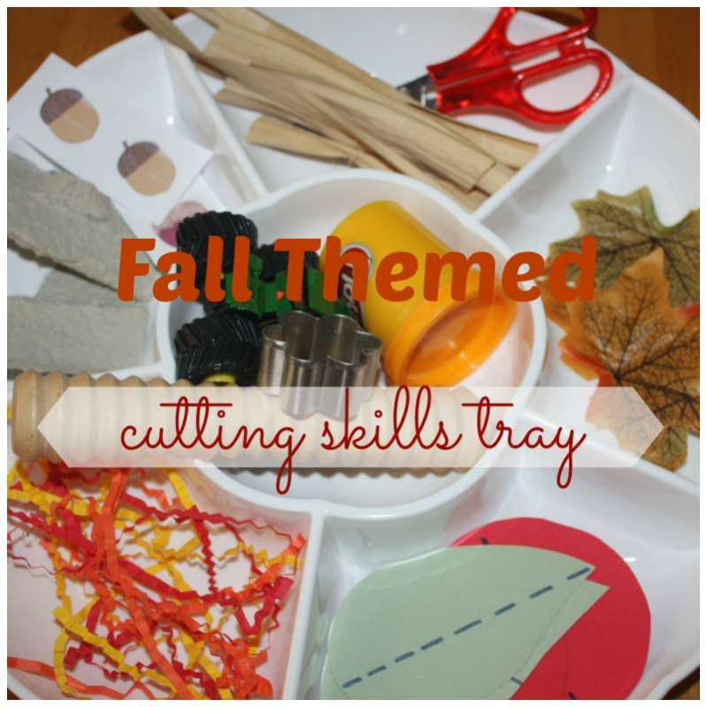 Fall Themed Cutting Skills Tray from Little Bins for Little Hands